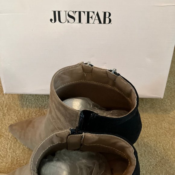 JustFab | Shoes | Black And Tan Booties | Poshmark